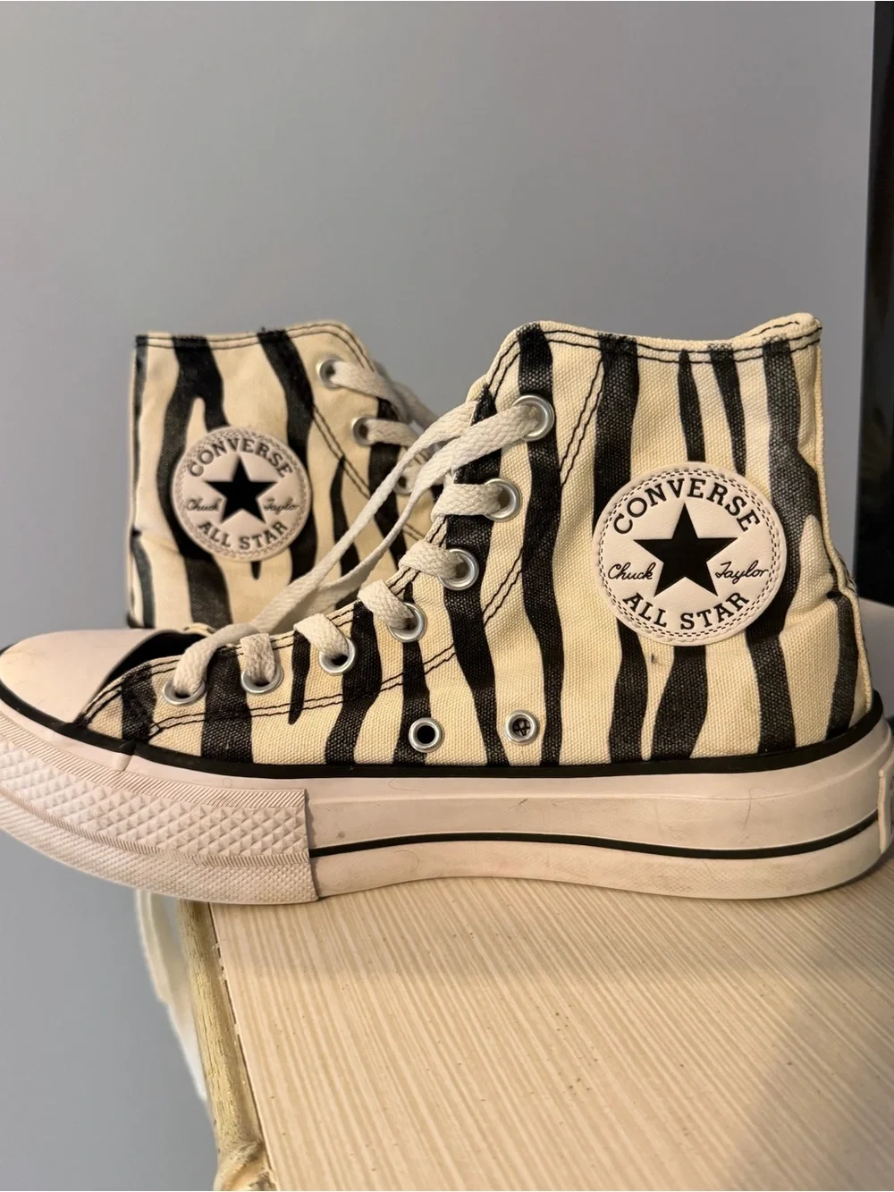 Converse | Shoes | Converse Black And White Zebra Hightop Platform ...
